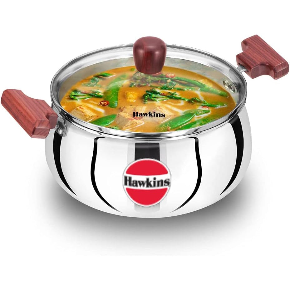 Hawkins Tri-ply Stainless Steel Handi 4 Litre With Glass Lid (SSH40G ...